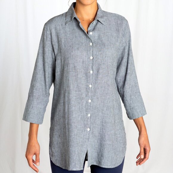 cut loose | Tops | Cut Loose Linen Cotton Crosshatch Easy Shirt Button ...